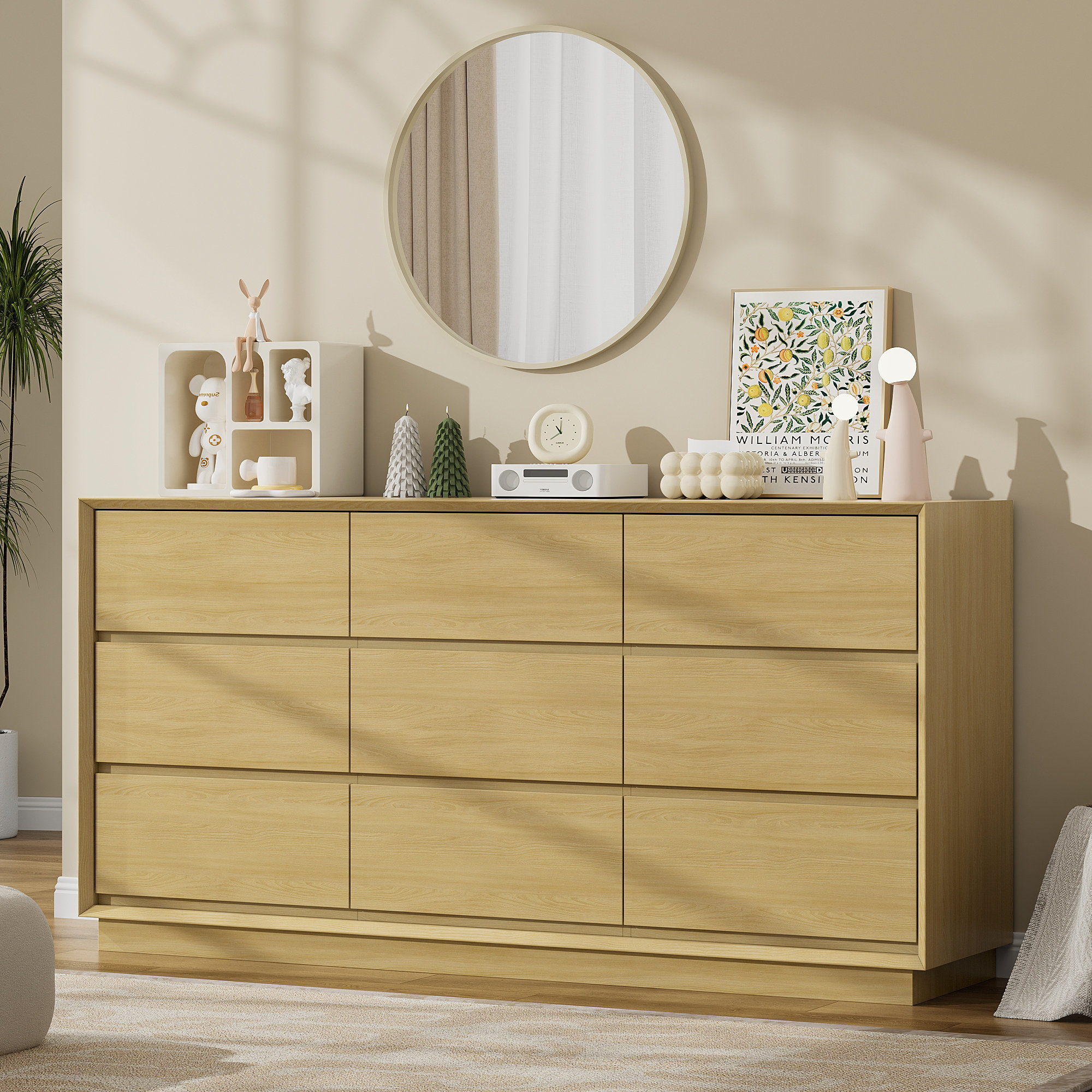 Ebern Designs Lupo 9 Drawer 63" W Double Dresser | Wayfair